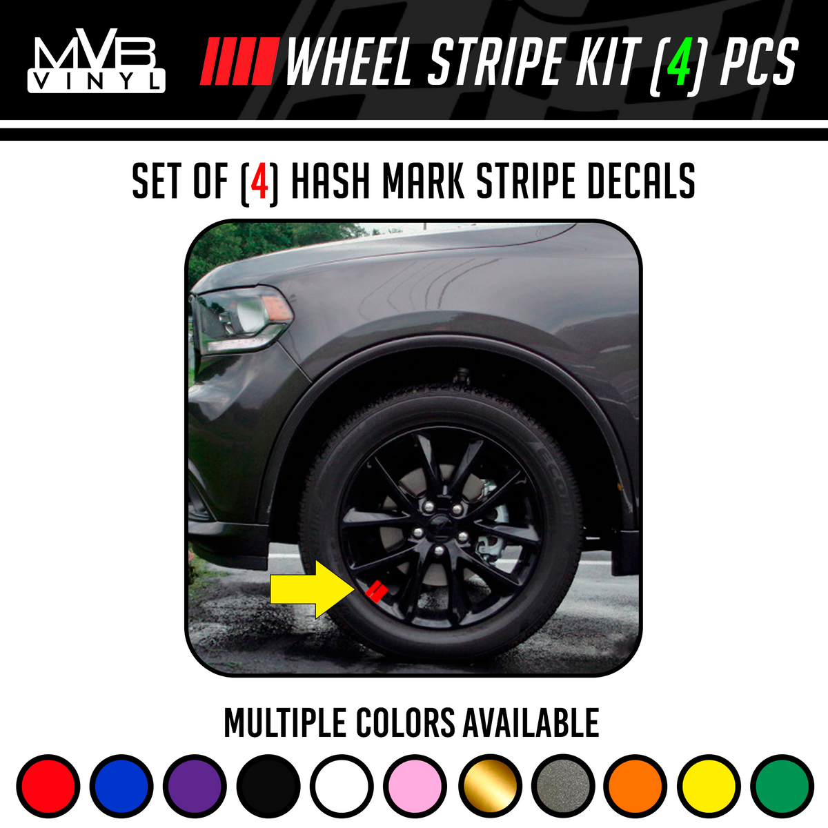 Wheel Stripe Kit Hash Marks Vinyl Decal Set - Universal Fitment – MVB ...